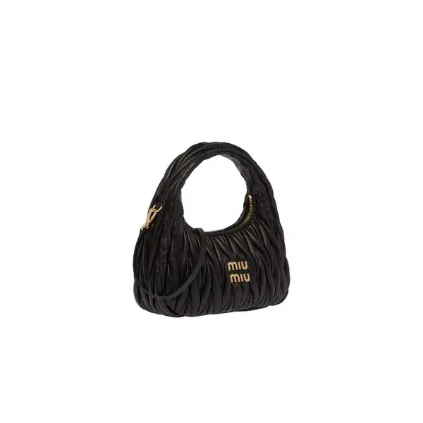 Miu Miu Wander Matelassé Nappa Leather Hobo Bag - Black