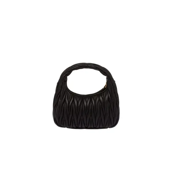 Miu Miu Wander Matelassé Nappa Leather Hobo Bag - Black