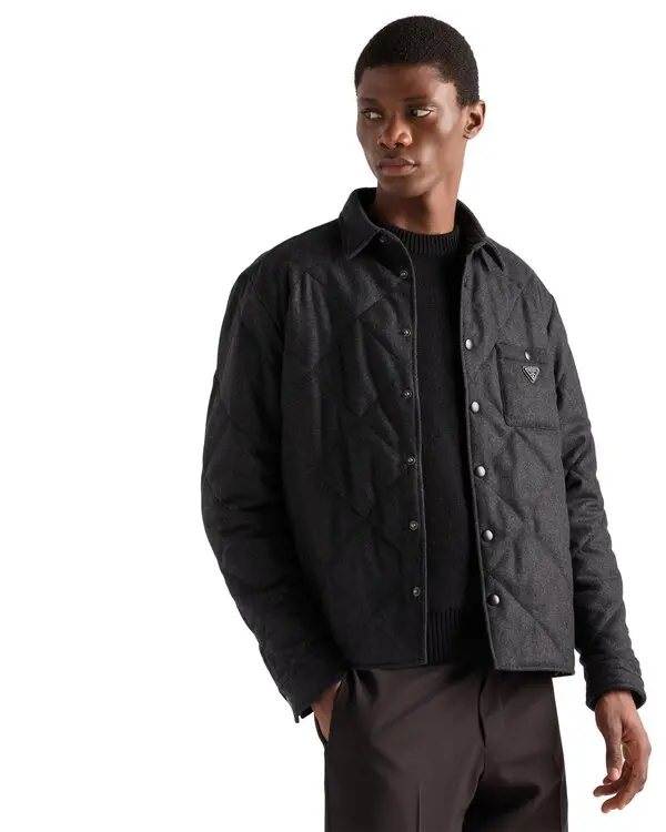 Prada Padded Cashmere Shirt - Anthracite Gray