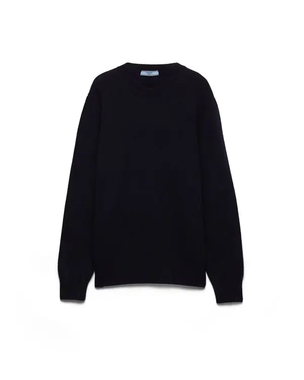 Prada Wool And Cashmere Crew-neck Sweater - Navy
