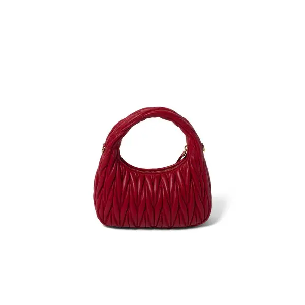 Miu Miu Wander Matelassé Nappa Leather Hobo Bag - Red