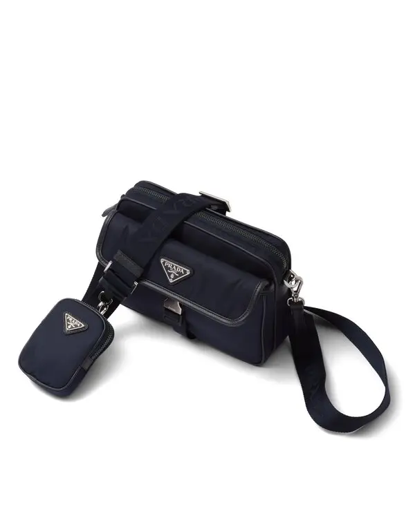 Prada Re-nylon And Saffiano Leather Shoulder Bag - Navy