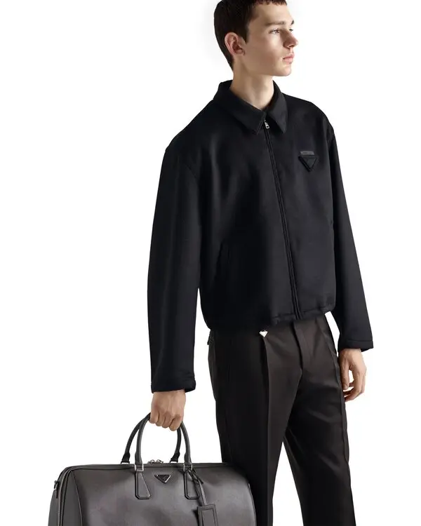 Prada Wool And Cashmere Blouson Jacket With Drawstring Hem