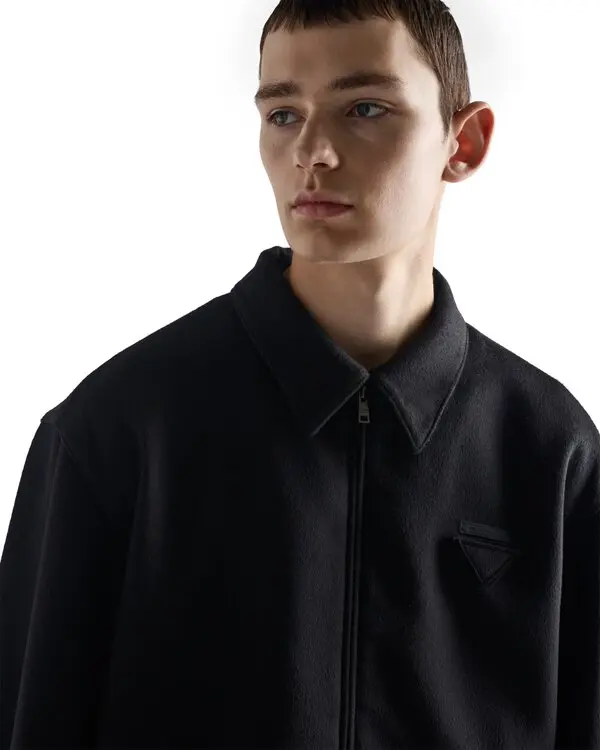 Prada Wool And Cashmere Blouson Jacket With Drawstring Hem