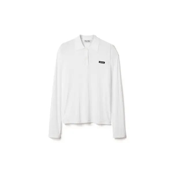 Miu Miu Ribbed Jersey Polo Shirt