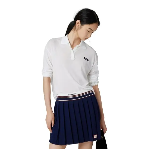 Miu Miu Ribbed Jersey Polo Shirt