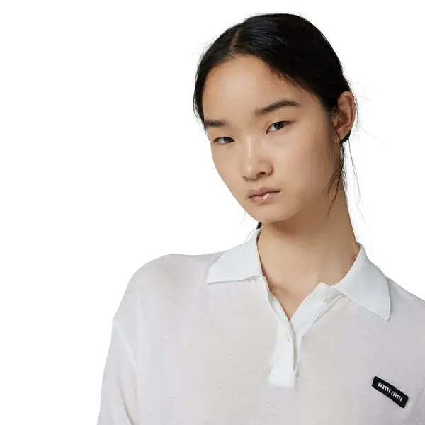 Miu Miu Ribbed Jersey Polo Shirt