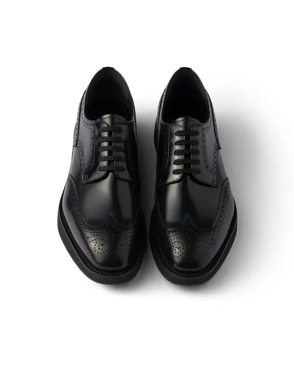 Prada Brushed Leather Brogue Shoes