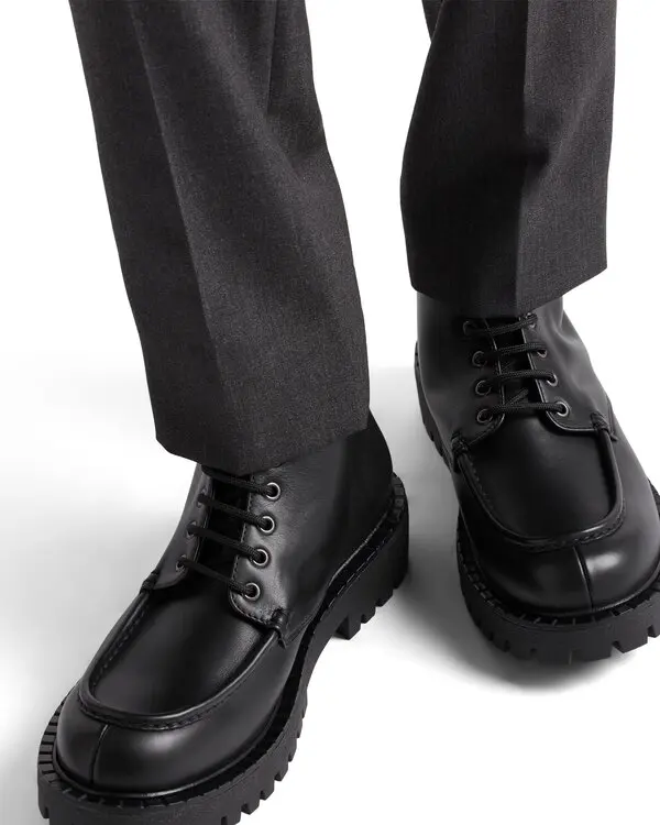 Prada Laced Leather Booties - Black