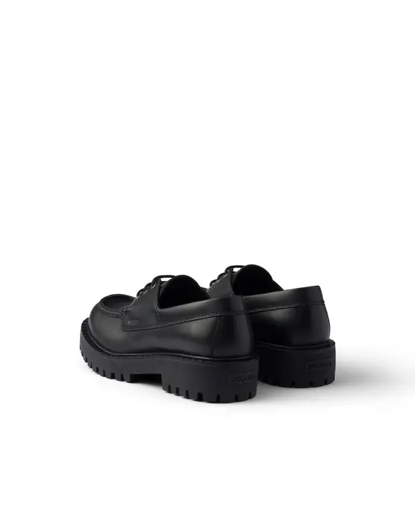Prada Laced Leather Loafers - Black