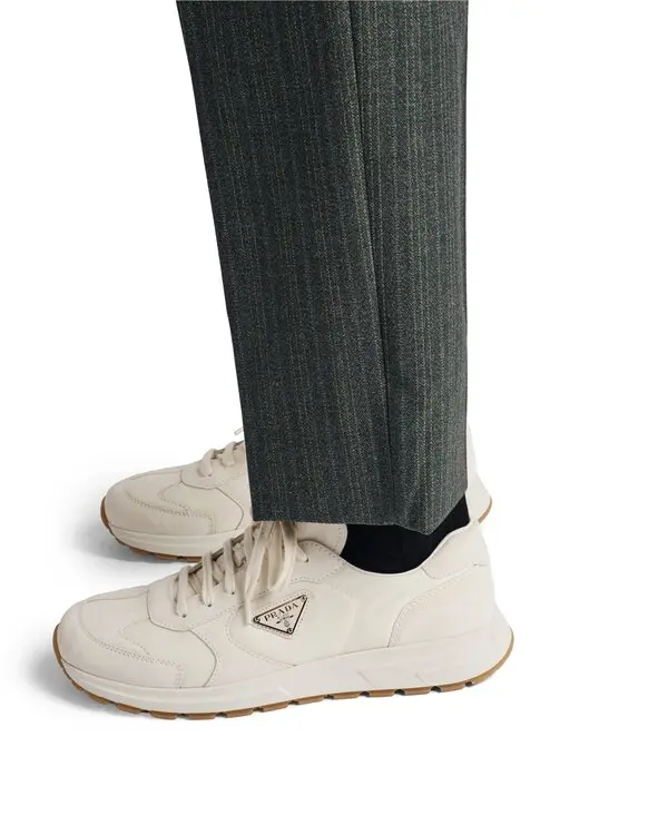Prada Suede And Re-nylon Lace-up Sneakers