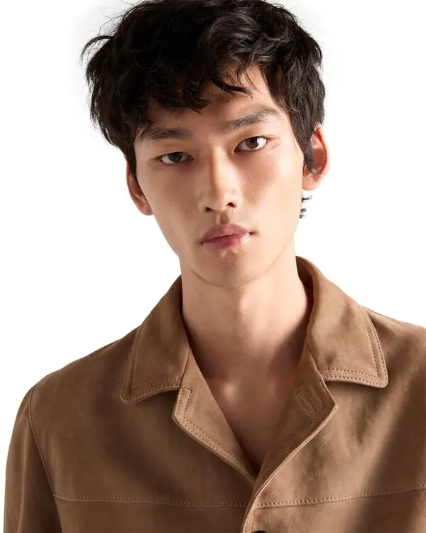 Prada Suede Bomber Jacket - Stone
