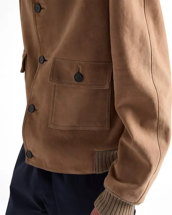 Prada Suede Bomber Jacket - Stone