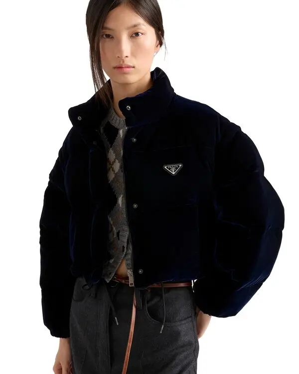 Prada Velvet Down Jacket - Navy