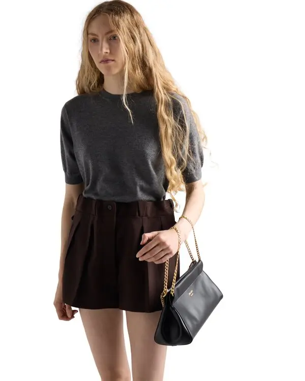 Prada Chevron Wool Shorts - Ebony