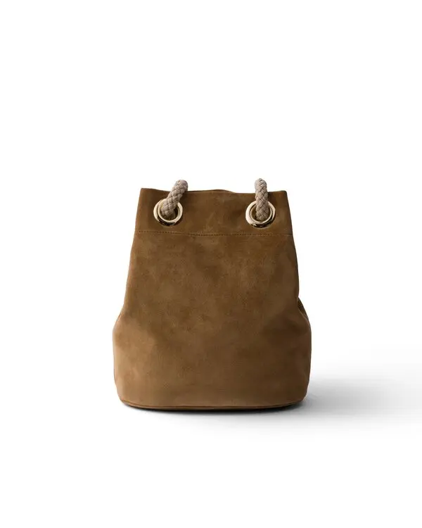 Prada Small Suede Bucket Bag - Cinnamon