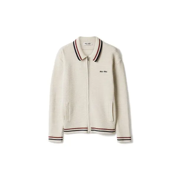 Miu Miu Cotton Knit Zipper Cardigan