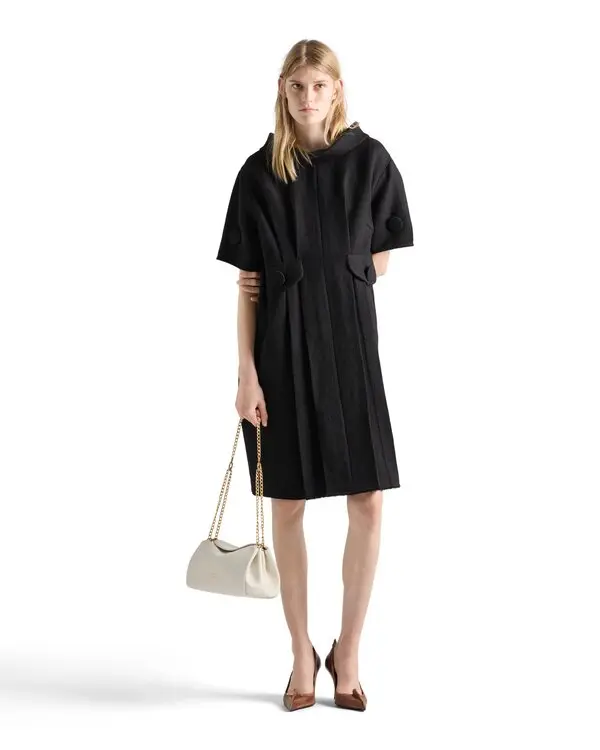 Prada Chevron Wool Dress With Belt