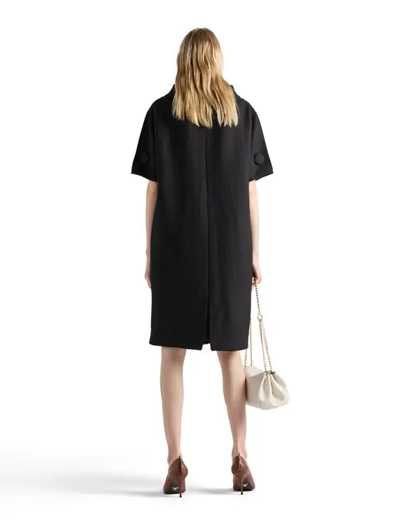 Prada Chevron Wool Dress With Belt