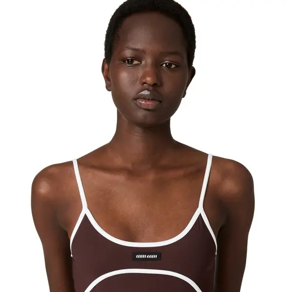Miu Miu Stretch Jersey Midi Dress - Ebony/white