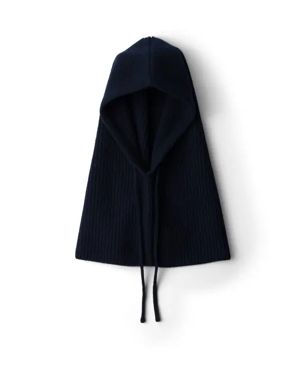 Prada Wool And Cashmere Knit Hood - Navy