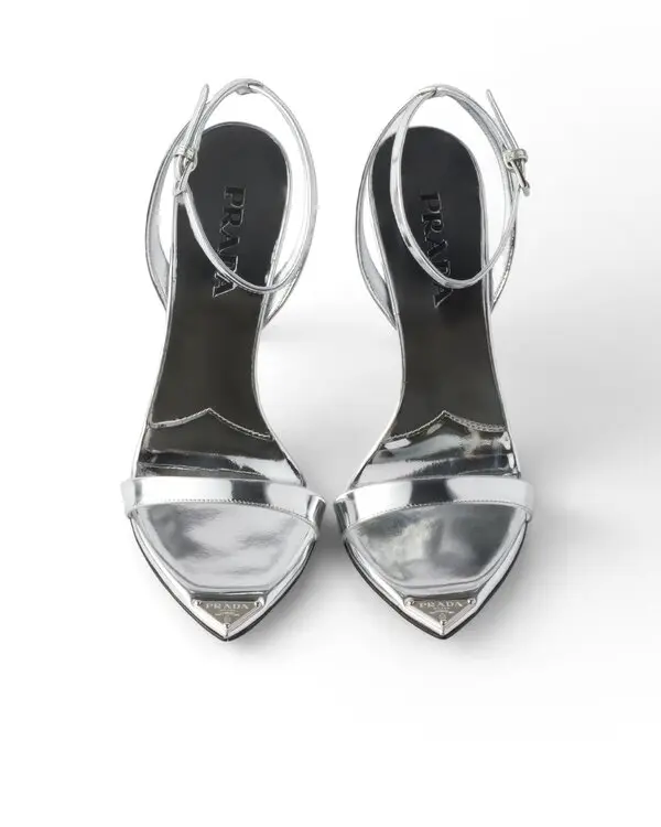 Prada Metallic Leather High-heeled Sandals - Silver