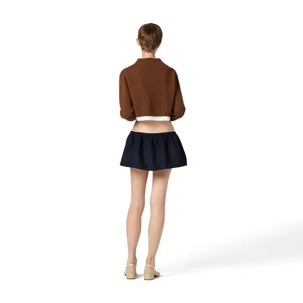 Miu Miu Cropped Cashmere V-neck Sweater - Cognac