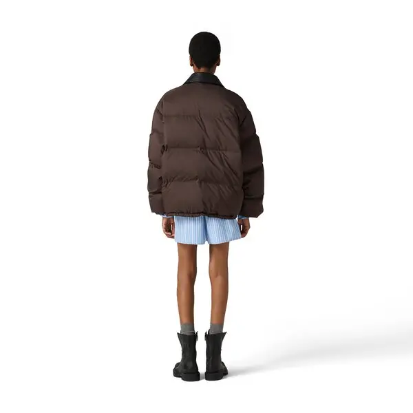Miu Miu Technical Pongé Cropped Down Jacket - Ebony