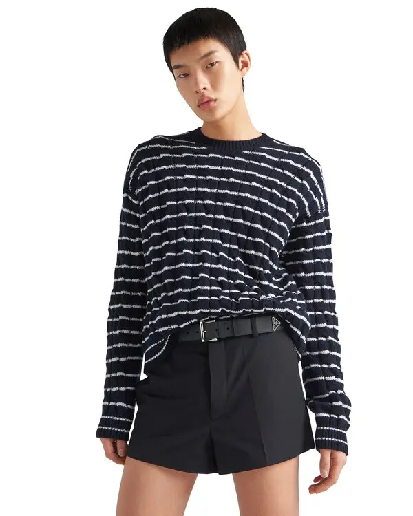 Prada Saffiano Leather Belt With Metal Buckle