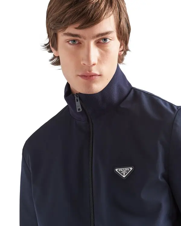 Prada Zip-up Stretch Technical Fabric Sweatshirt - Navy