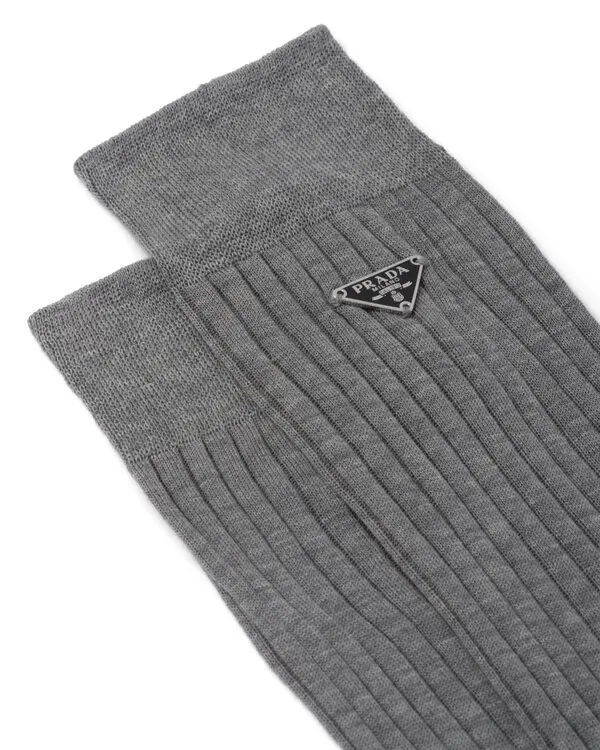 Prada Cotton Crew Socks - Grey