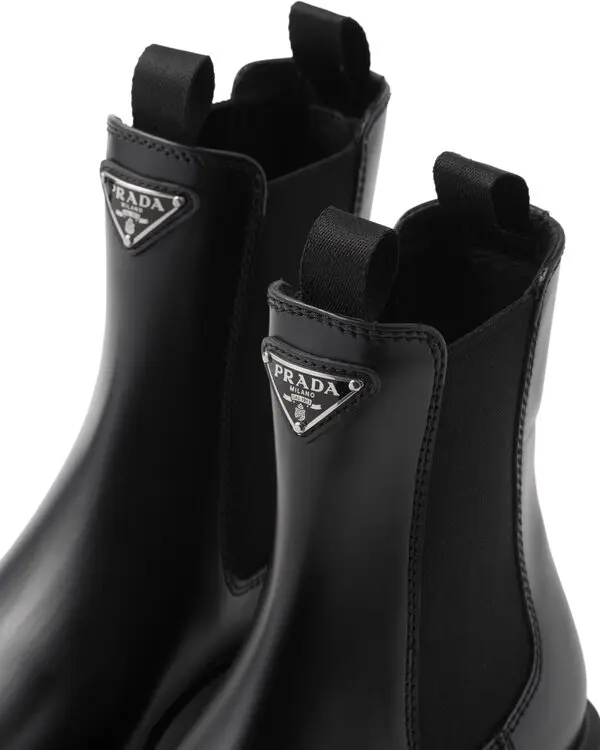Prada Monolith Brushed Leather Booties