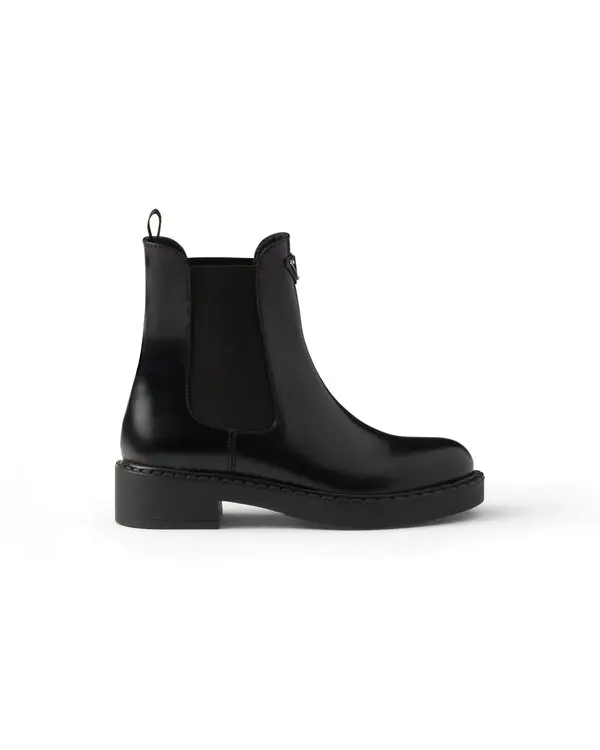 Prada Brushed Leather Chelsea Booties