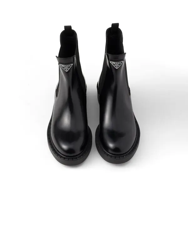 Prada Brushed Leather Chelsea Booties