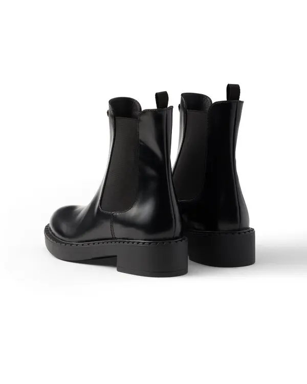 Prada Brushed Leather Chelsea Booties