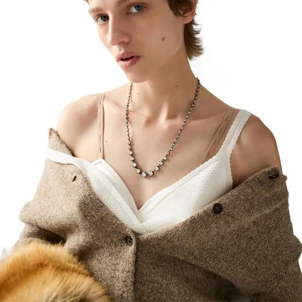 Miu Miu Metal Necklace With Crystals