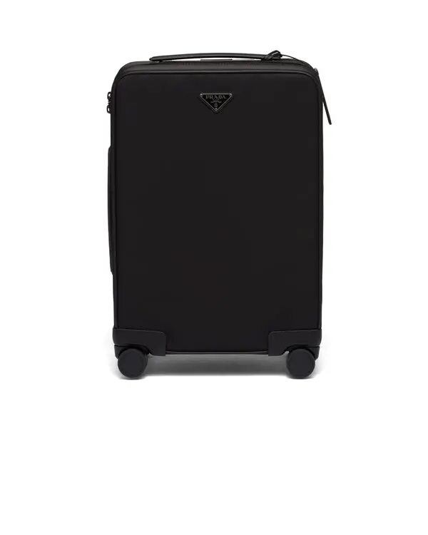 Prada Re-nylon And Saffiano Leather Trolley - Black