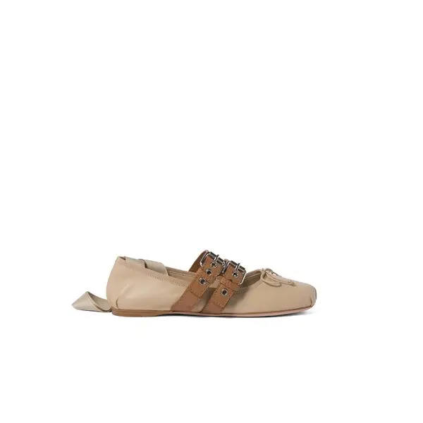 Miu Miu Nappa And Calf Leather Ballerinas - Cord