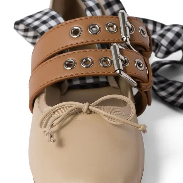 Miu Miu Nappa And Calf Leather Ballerinas - Cord