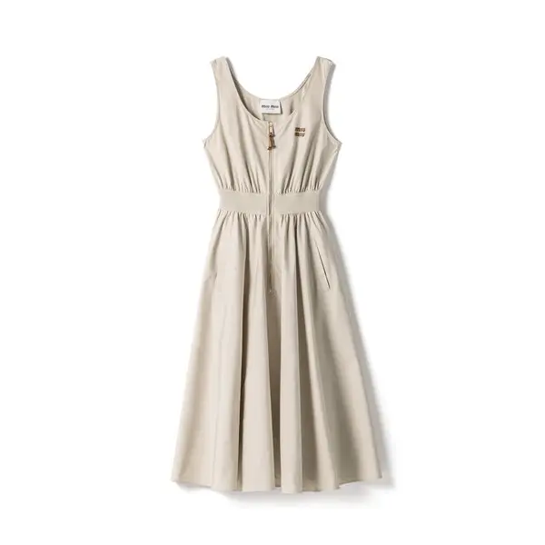 Miu Miu Panama Cotton Fit-and-flare Dress - Limestone