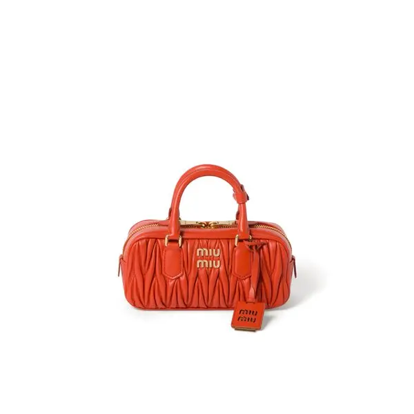 Miu Miu Arcadie Matelassé Nappa Leather Bag - Orange