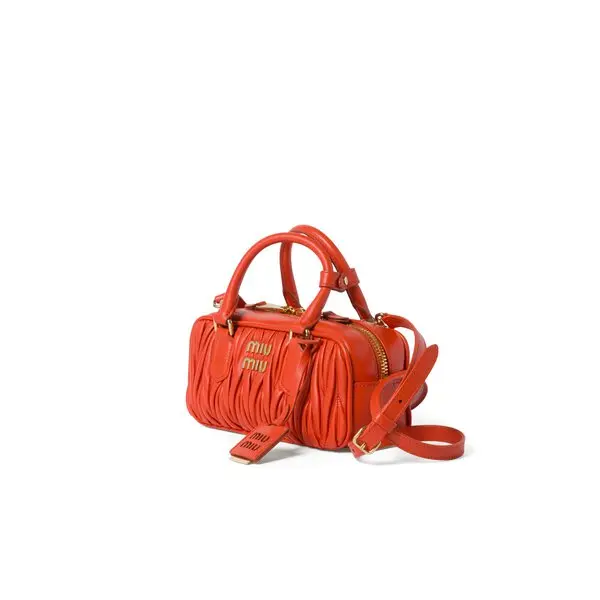 Miu Miu Arcadie Matelassé Nappa Leather Bag - Orange