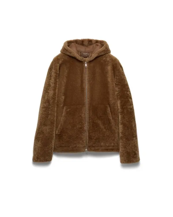 Prada Shearling Zip-up Hooded Jacket
