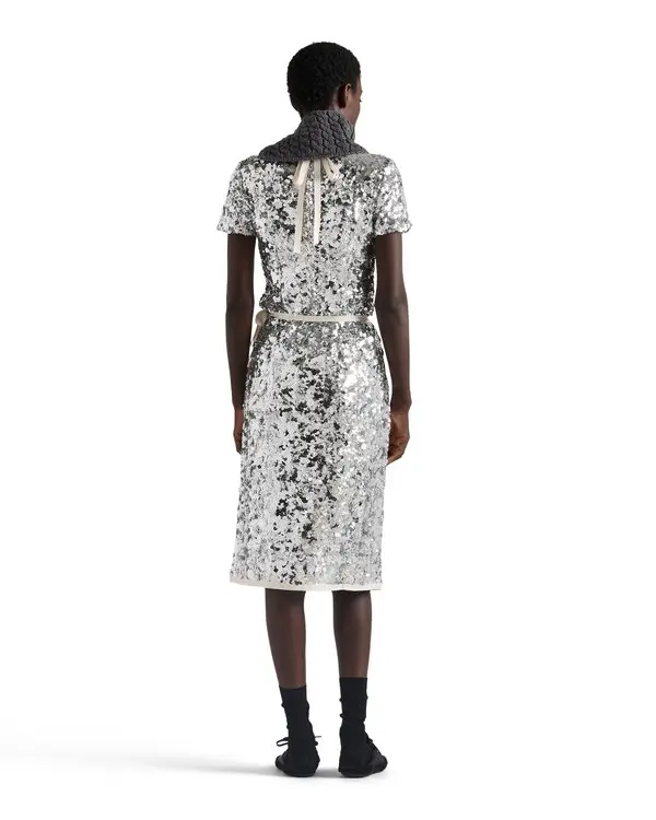 Prada Embroidered Sequin Top - Silver