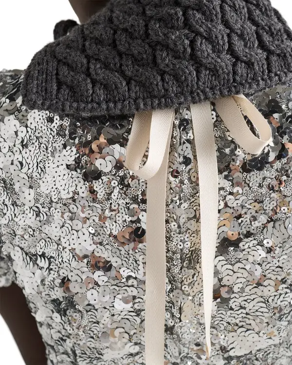 Prada Embroidered Sequin Top - Silver