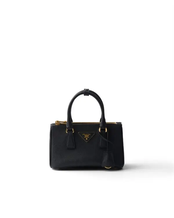 Prada Galleria Mini Saffiano Leather Bag - Black