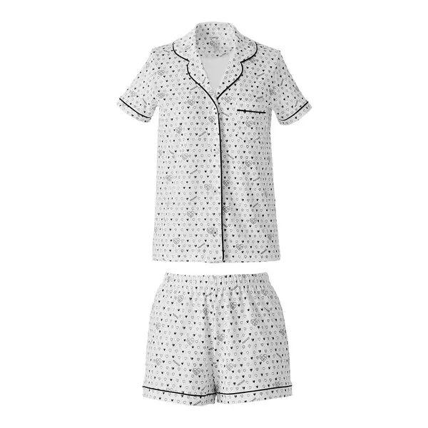 Mackage Short Sleeve Cotton Polo Pajama Set — X Roller Rabbit - Black