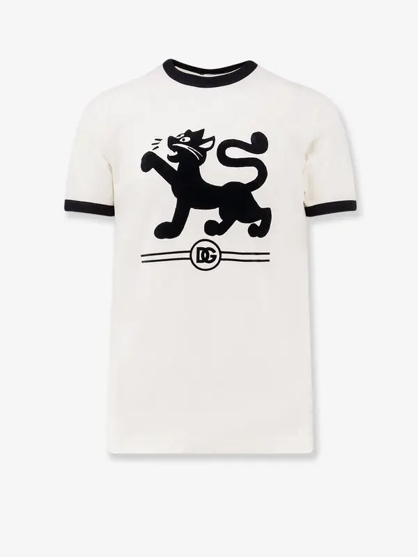 Dolce & Gabbana Cotton Tshirt With Flocked Print