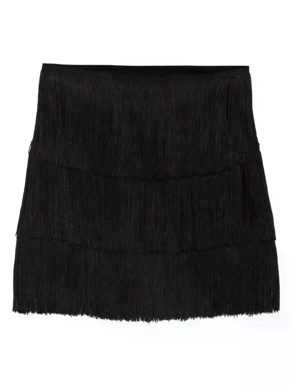 Norma Kamali Tiered Fringe Mini Skirt