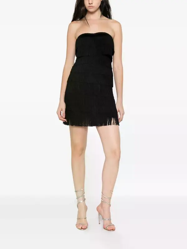 Norma Kamali Tiered Fringe Mini Skirt